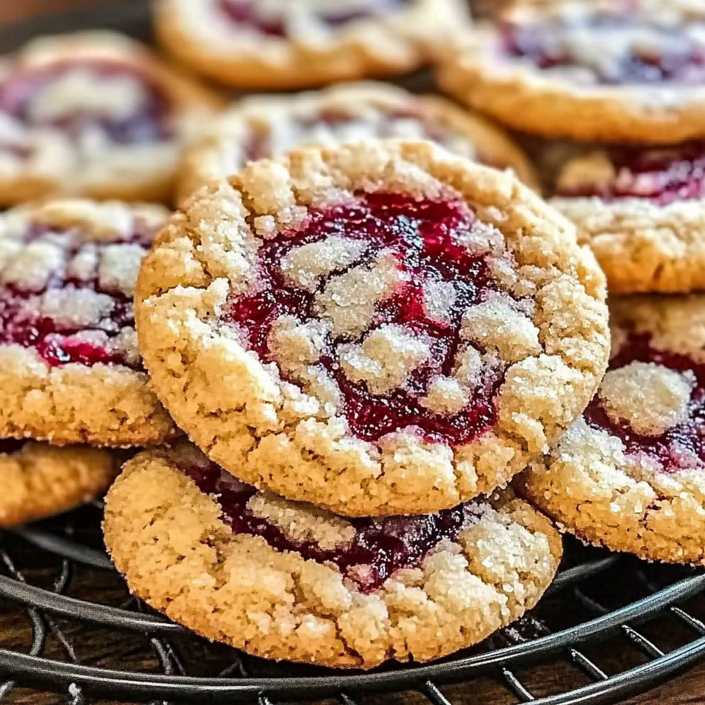 Buttery Raspberry Crumble Cookies with Sweet Jam Filling