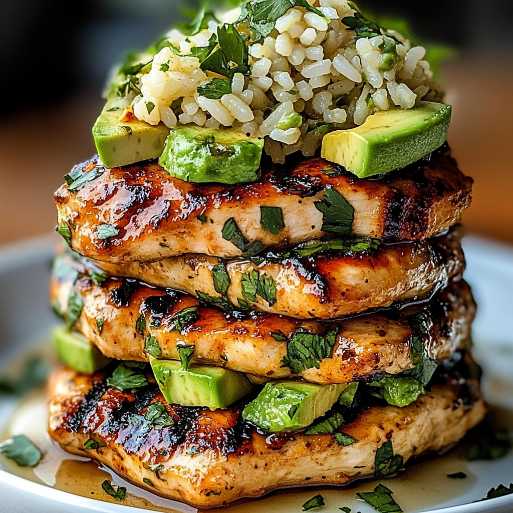 Honey Lime Chicken & Avocado Rice Stack
