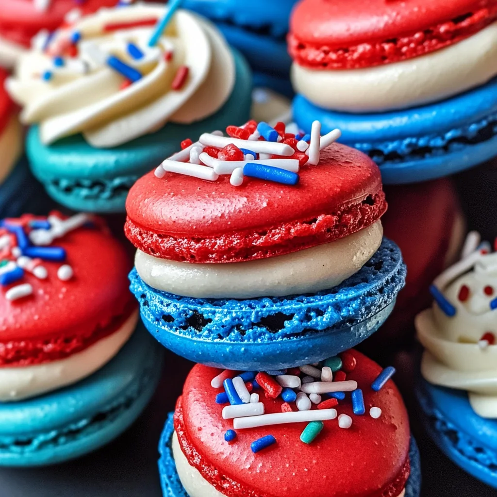 Red White and Blue Macarons