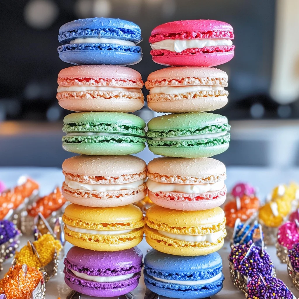 Rainbow Macarons (Vanilla Bean Macarons with Vanilla Bean Swiss ...
