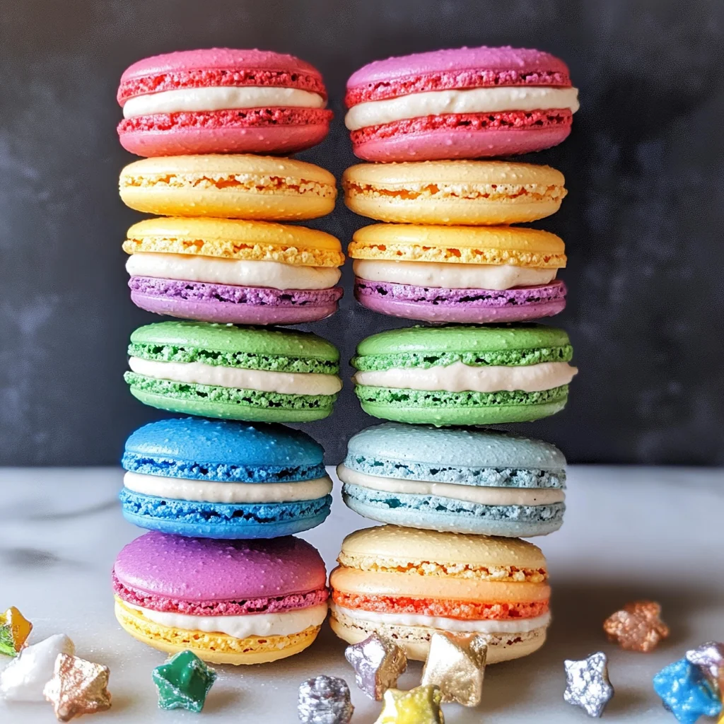 Rainbow Macarons (Vanilla Bean Macarons with Vanilla Bean Swiss ...