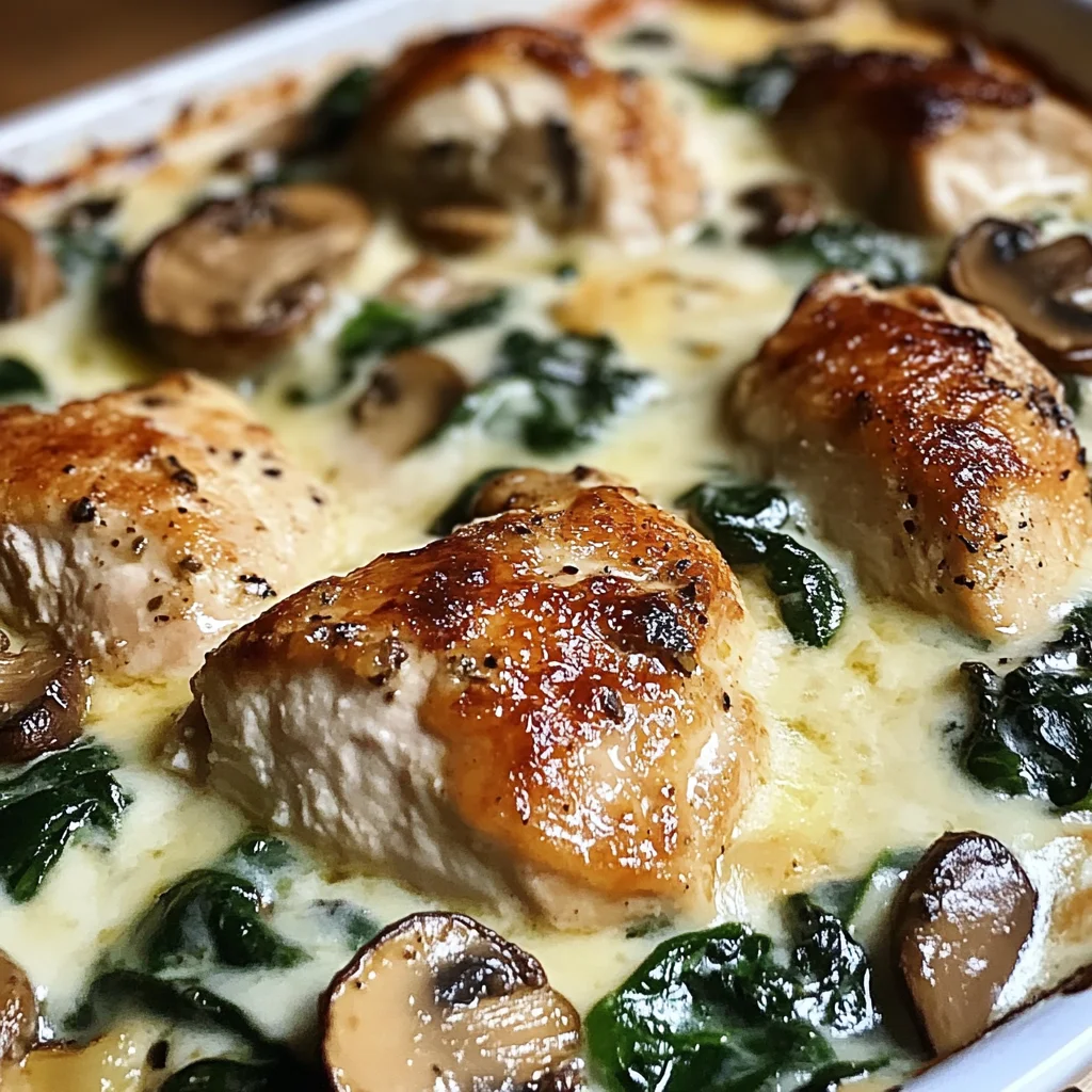 Chicken, Spinach, and Mushroom Low Carb Oven Dish